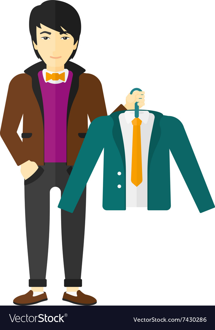 Man holding jacket Royalty Free Vector Image - VectorStock