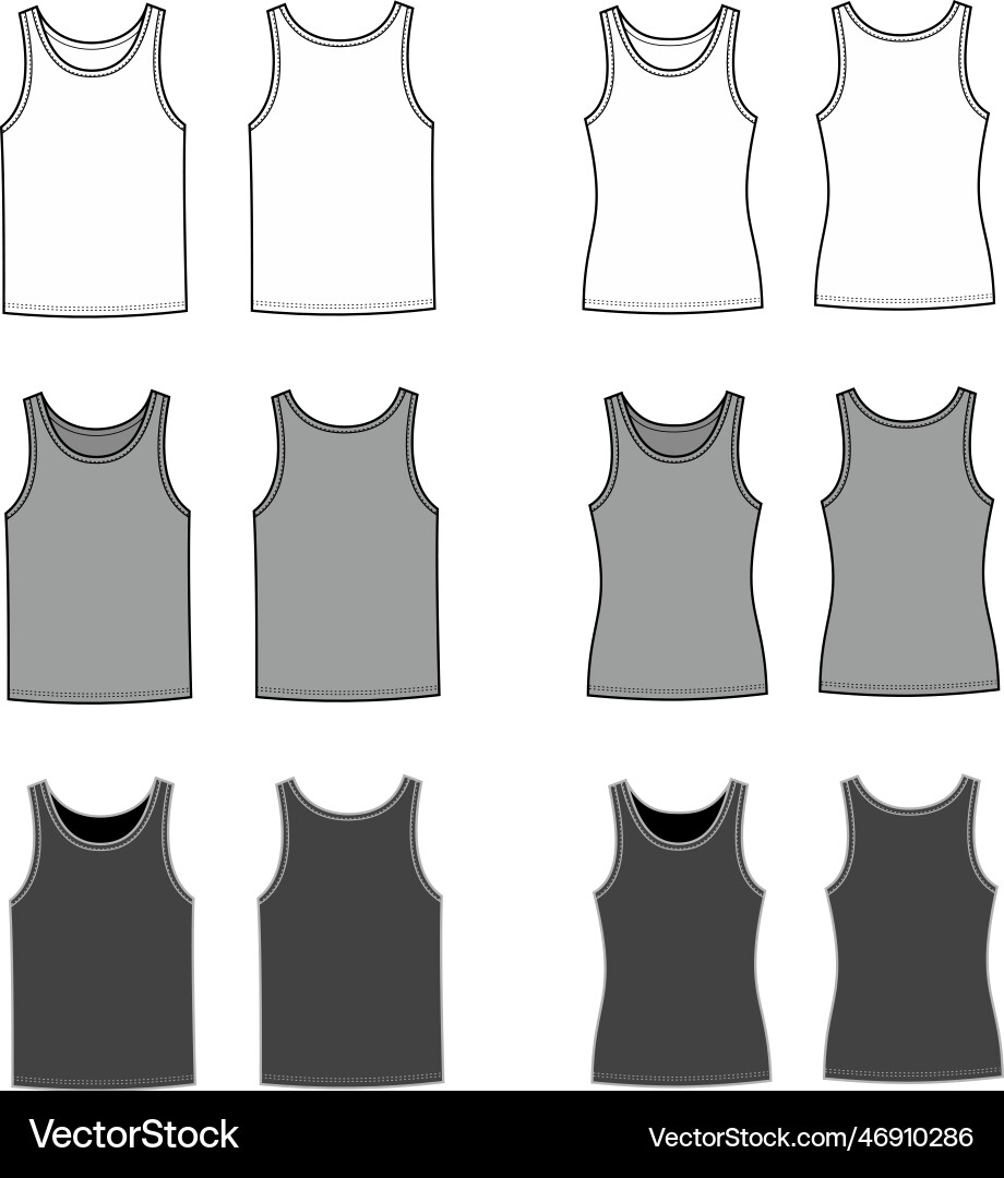 Mens and womens tank top front and back Royalty Free Vector