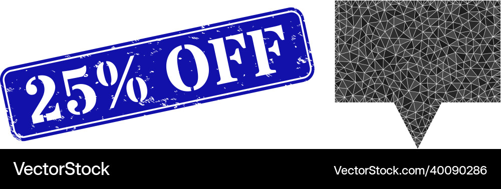 Rubber 25 discount off stamp and banner triangle Vector Image