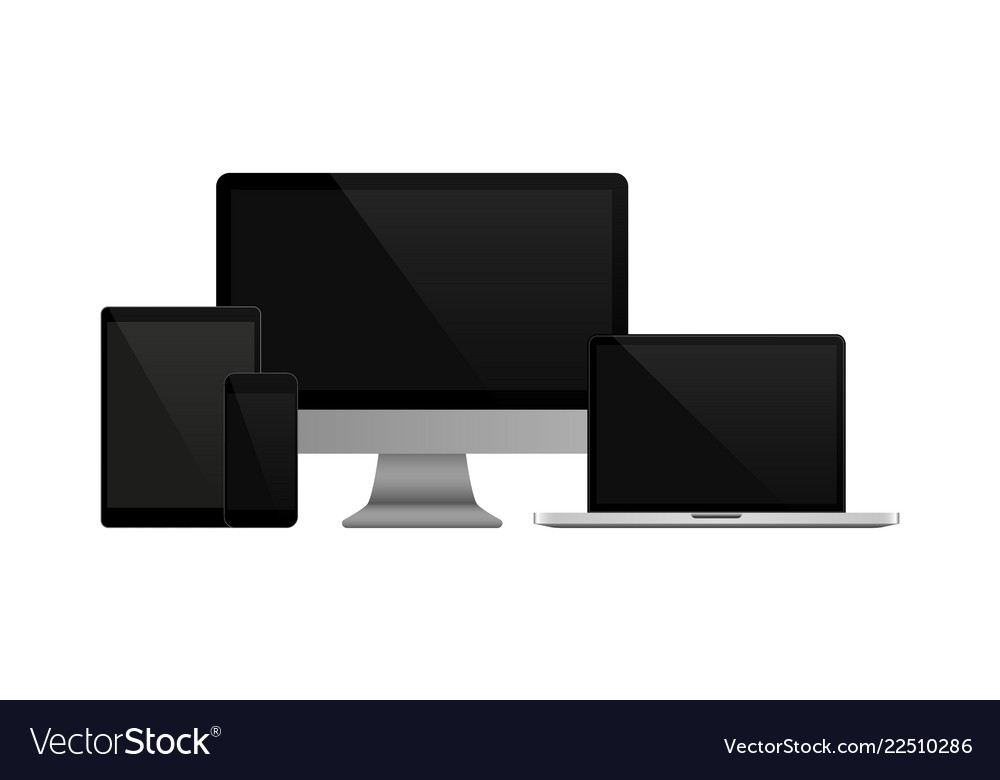 Set of realistic computer laptop tablet Royalty Free Vector