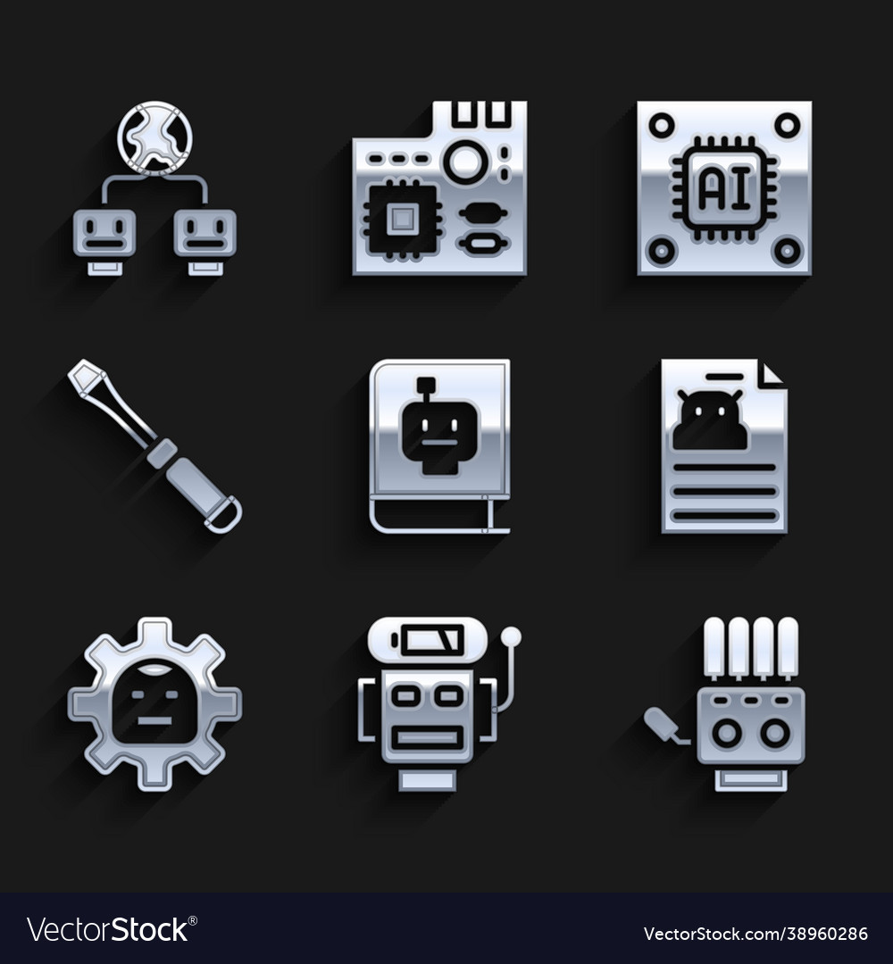 Set user manual robot low battery charge Vector Image Set user manual robot low battery charge Vector Image