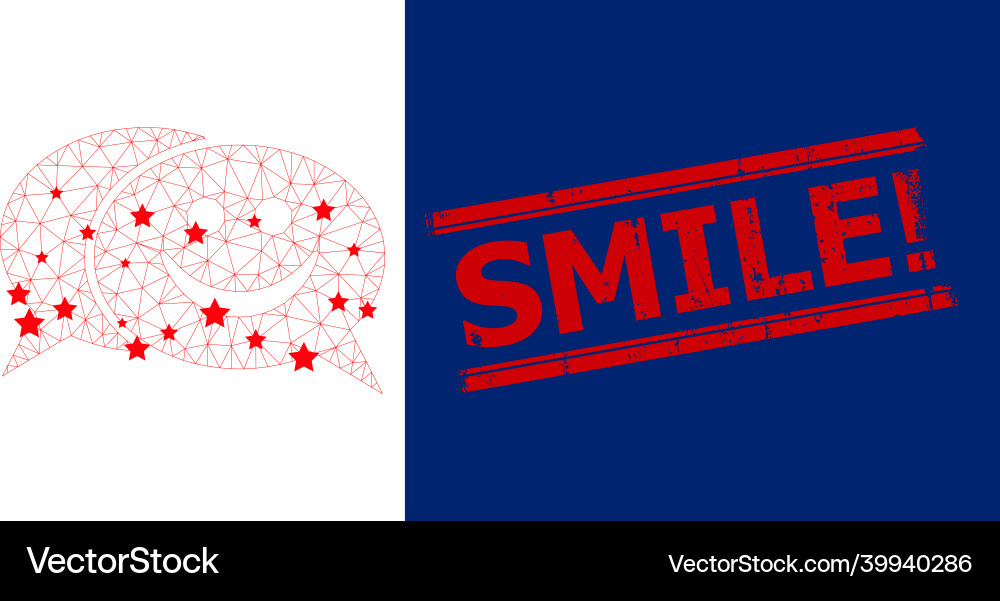Smile exclamation scratched seal and happy chat Vector Image