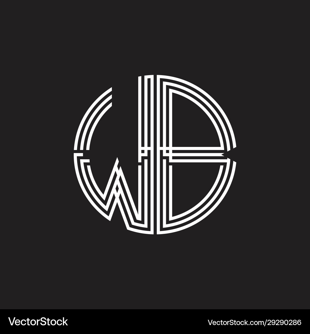 Wb logo monogram triple ribbon style line design Vector Image