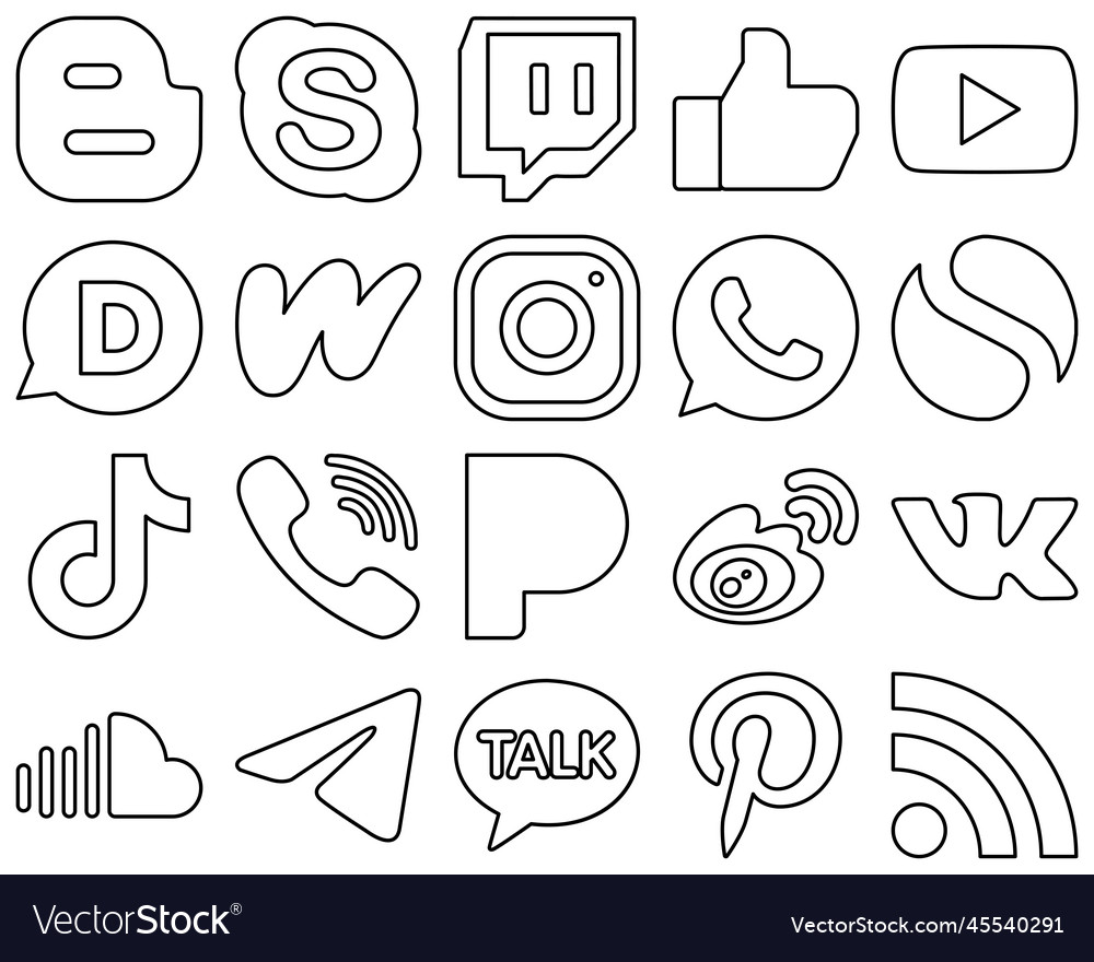 20 minimalist and high-quality black outline Vector Image