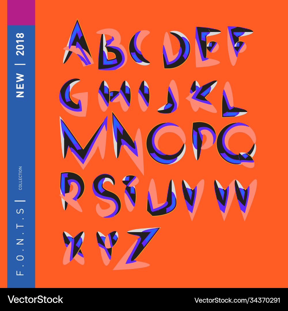 Abstract colorful font and alphabet Royalty Free Vector