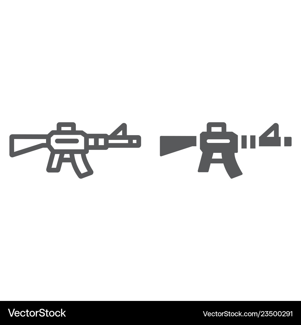 Automatic rifle line and glyph icon army war Vector Image
