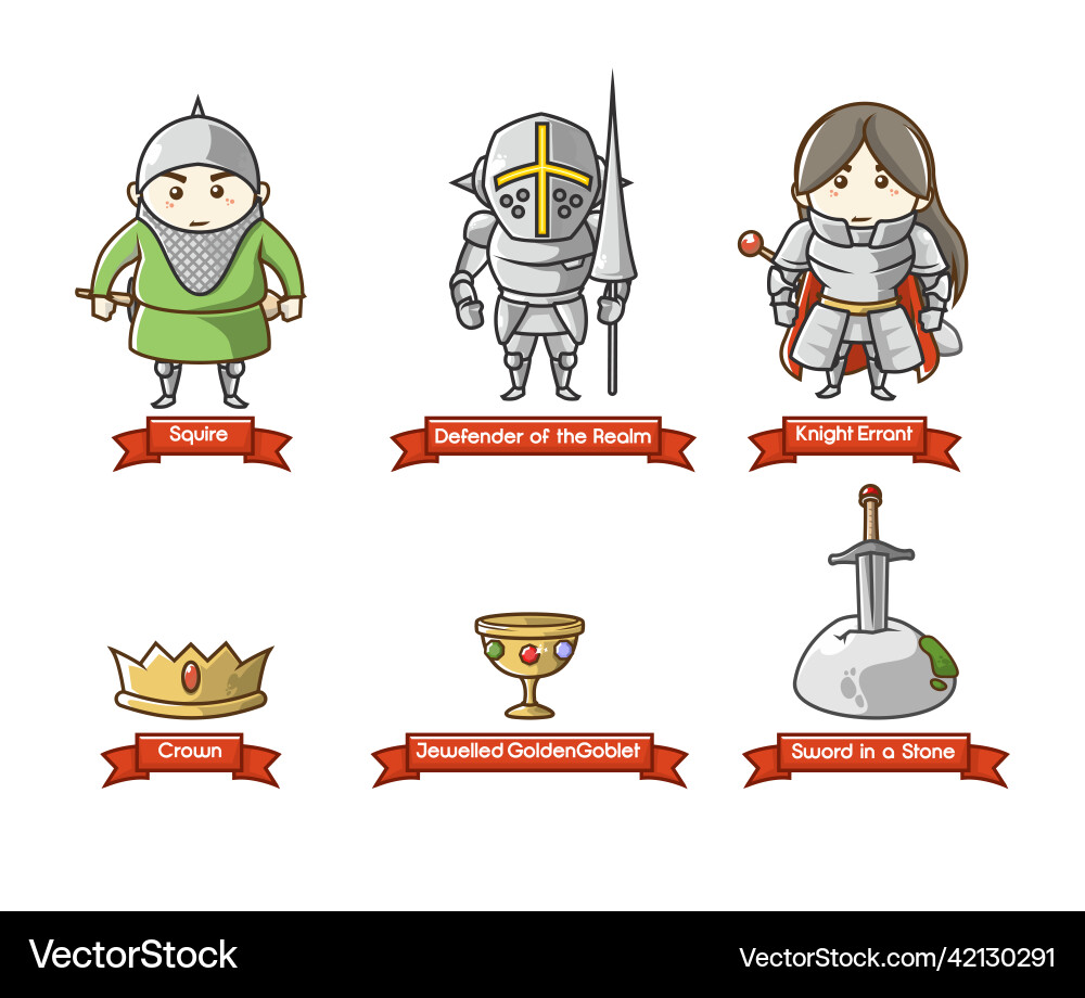 Cartoon set character medieval knight troops Vector Image