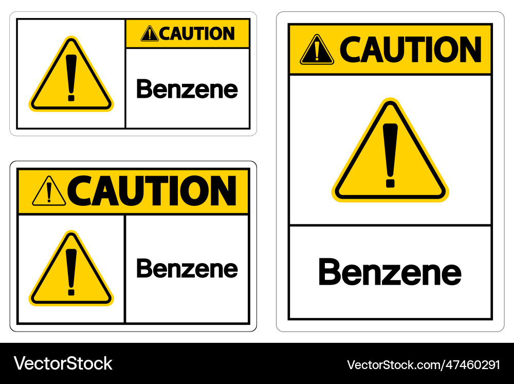 Caution benzene symbol sign on white background Vector Image