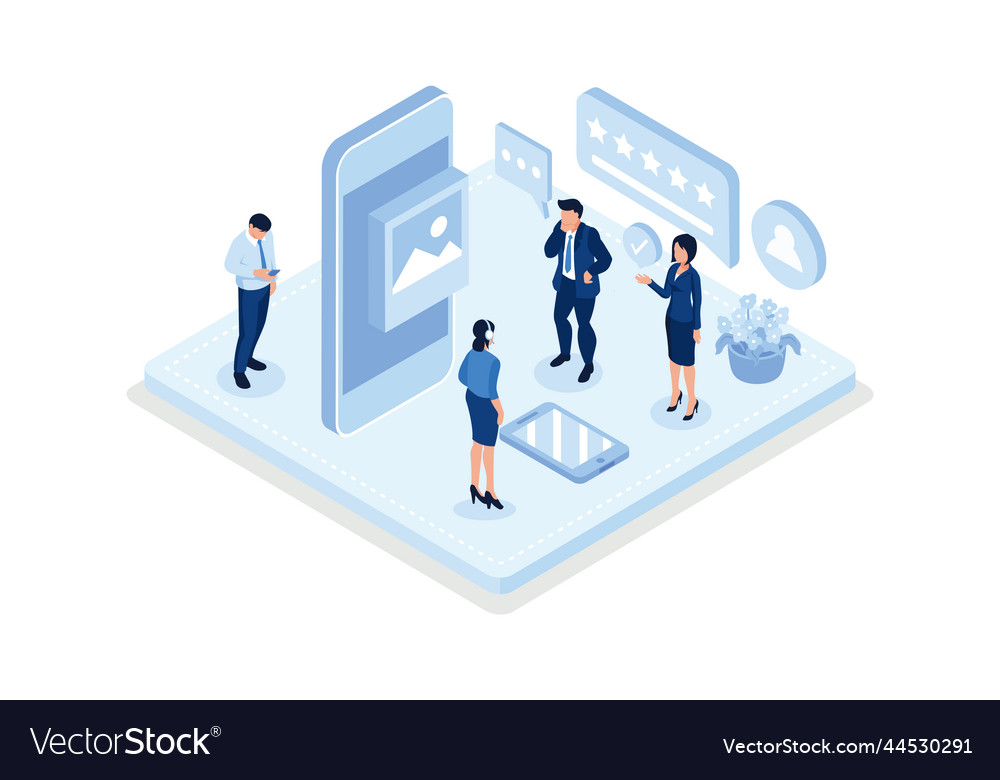 Developers Testing Mobile App Ui Design And User Vector Image