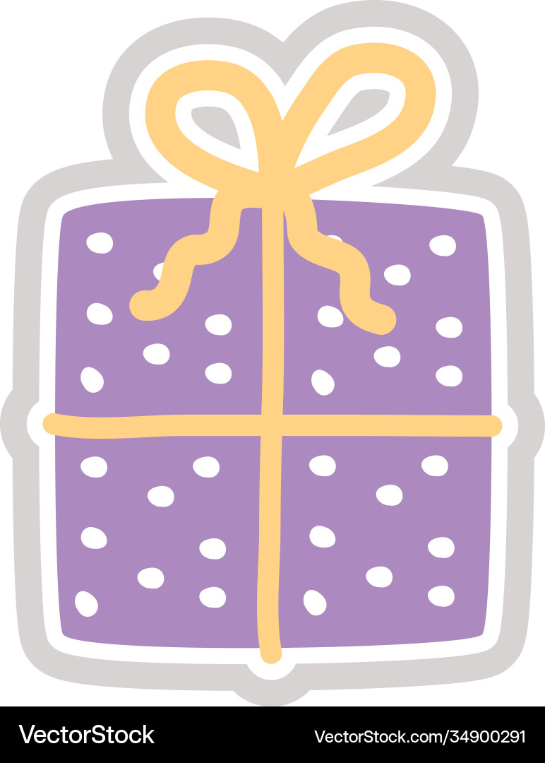Gift sticker flat style icon Royalty Free Vector Image