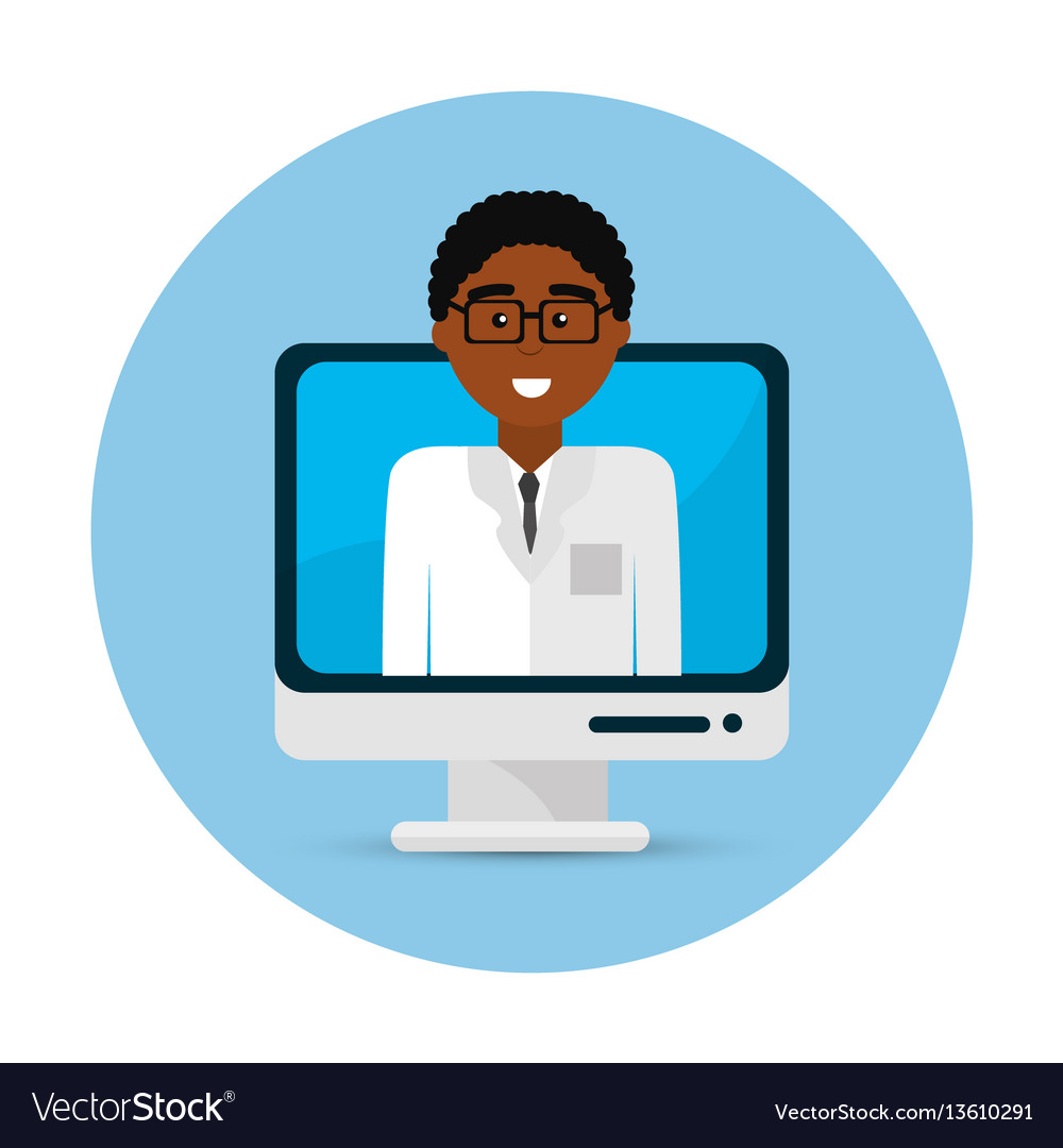 Hospital doctor computer icon Royalty Free Vector Image