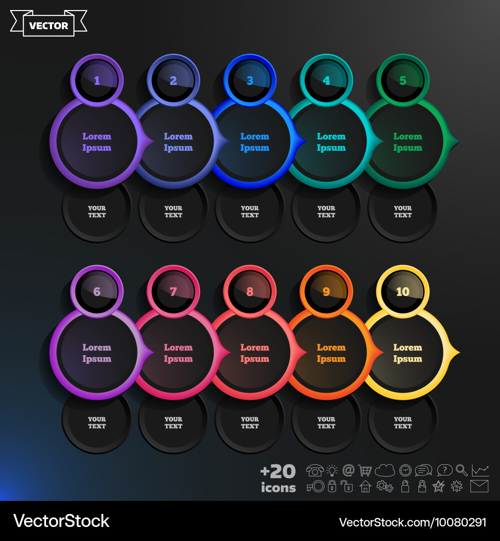 Infographic design list with colorful circles Vector Image