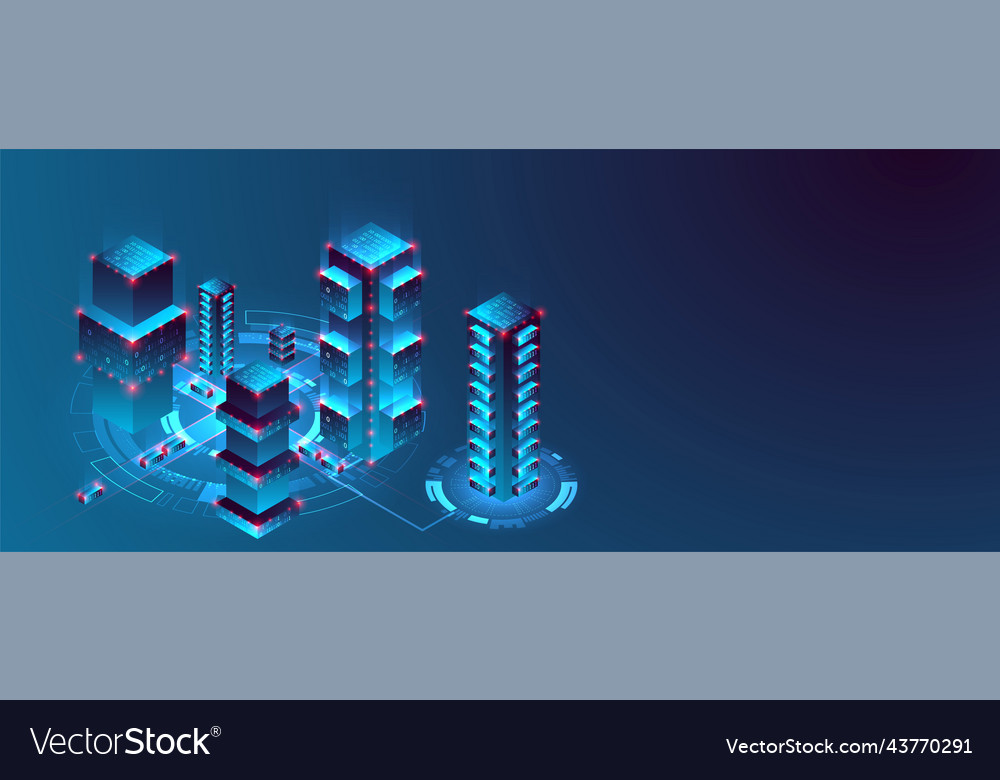Isometric big data flow processing concept cloud Vector Image