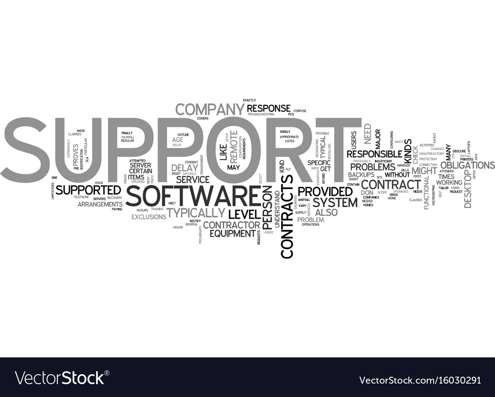 It support contracts text background word cloud Vector Image