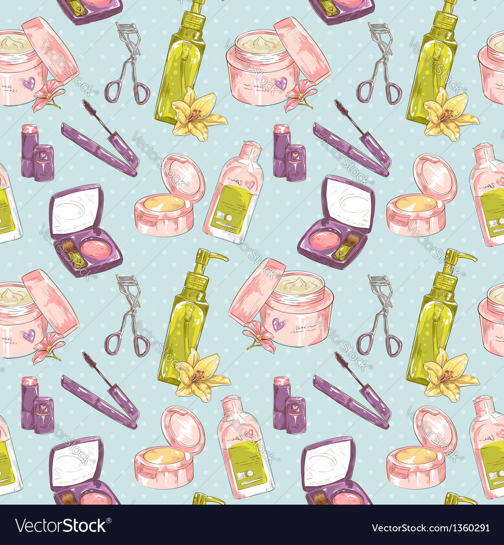Make-up object collection seamless texture Vector Image