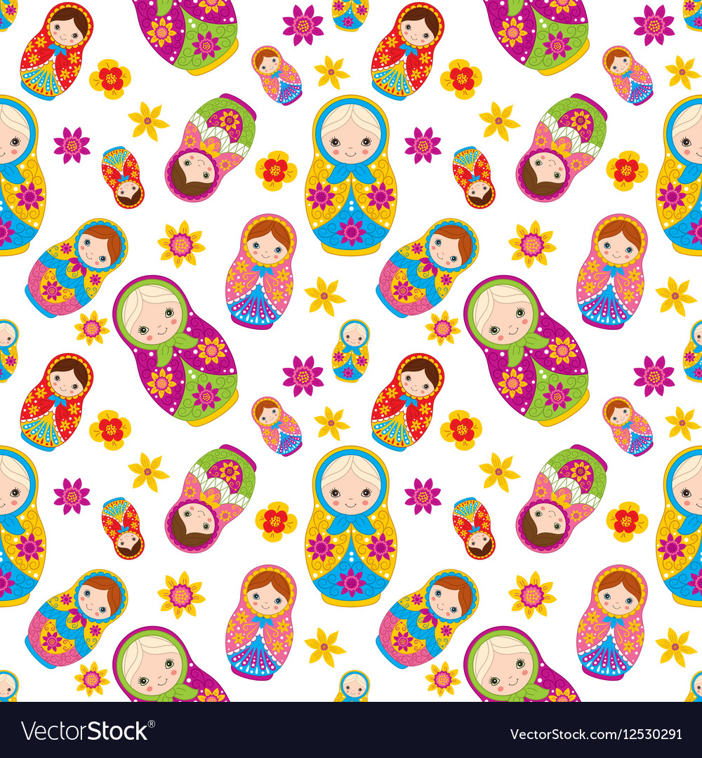 Matryoshka seamless pattern Royalty Free Vector Image