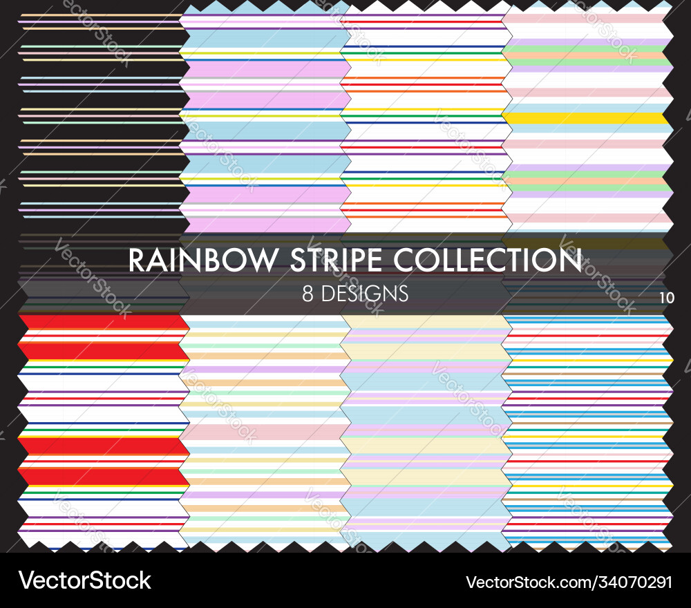 Rainbow stripe seamless pattern collection Vector Image