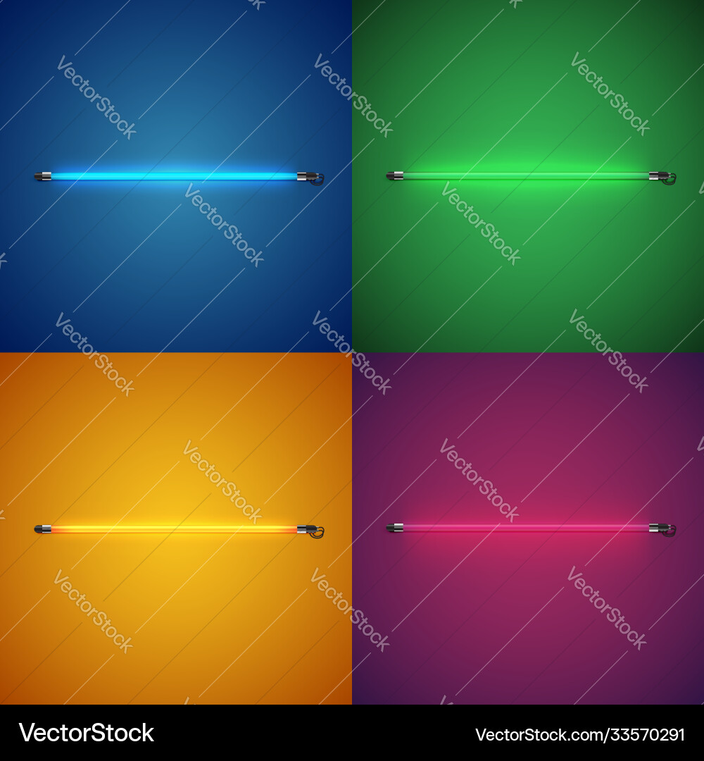 Realistic neon tube set with glow Royalty Free Vector Image