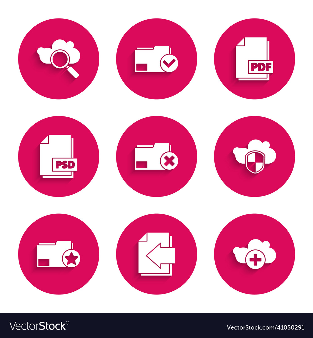 Set delete folder next page arrow add cloud Vector Image