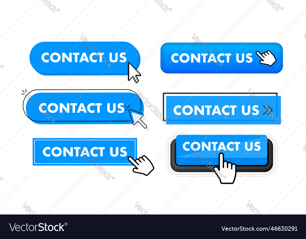Set of contact us button hand pointer clicking Vector Image