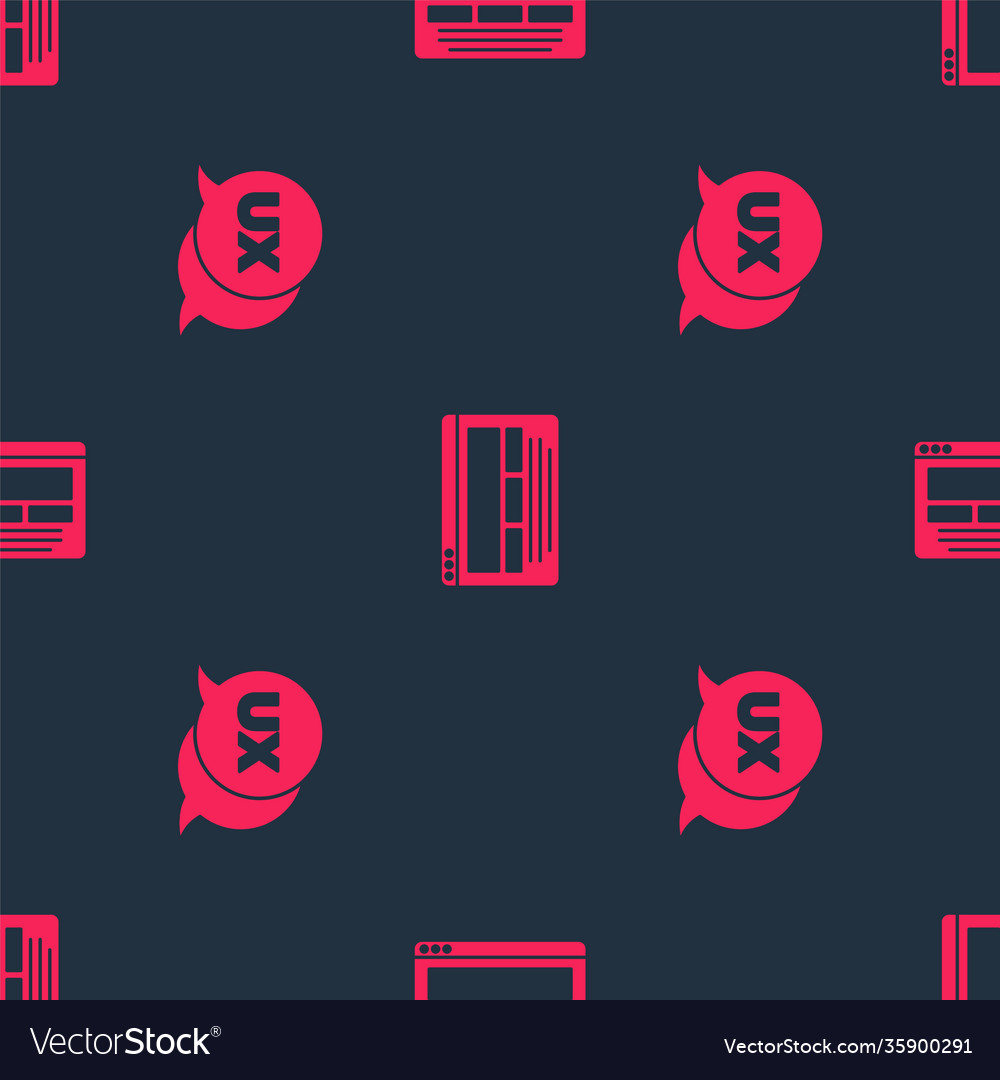 Set ui or ux design and on seamless pattern Vector Image