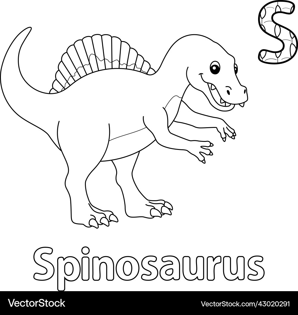 Spinosaurus alphabet dinosaur abc coloring page s Vector Image