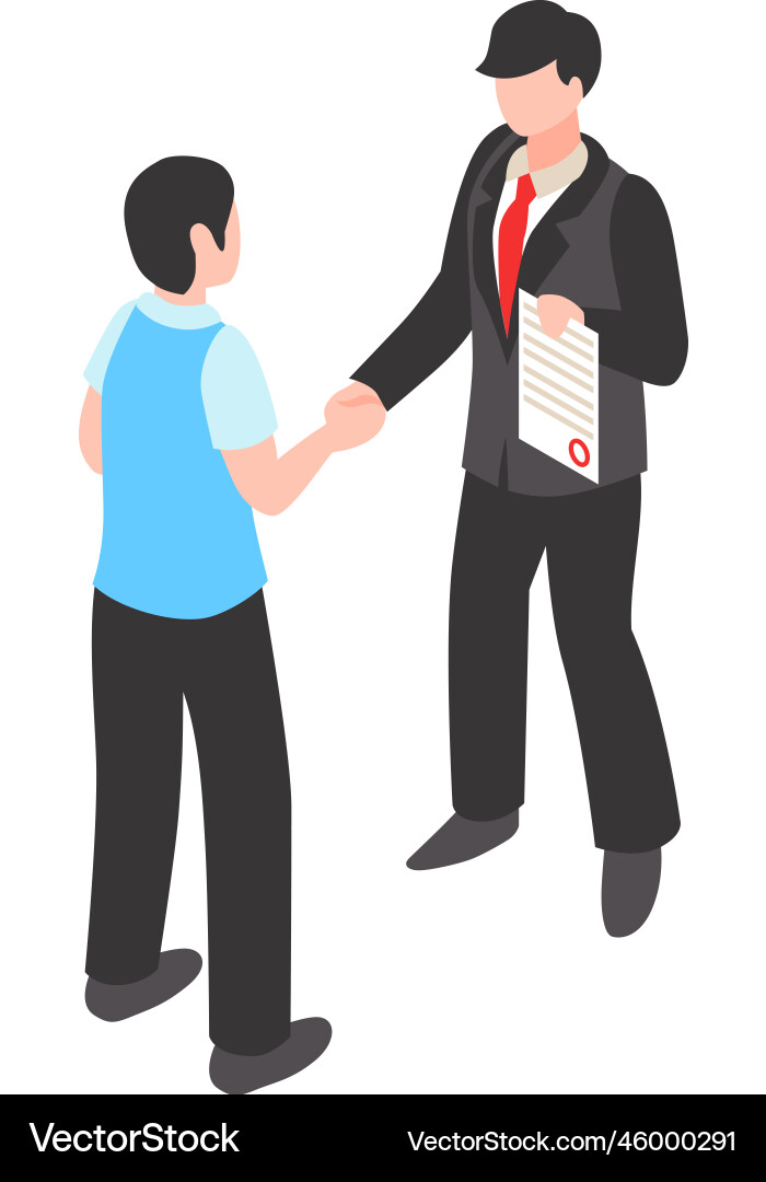 Successful sale handshake composition Royalty Free Vector