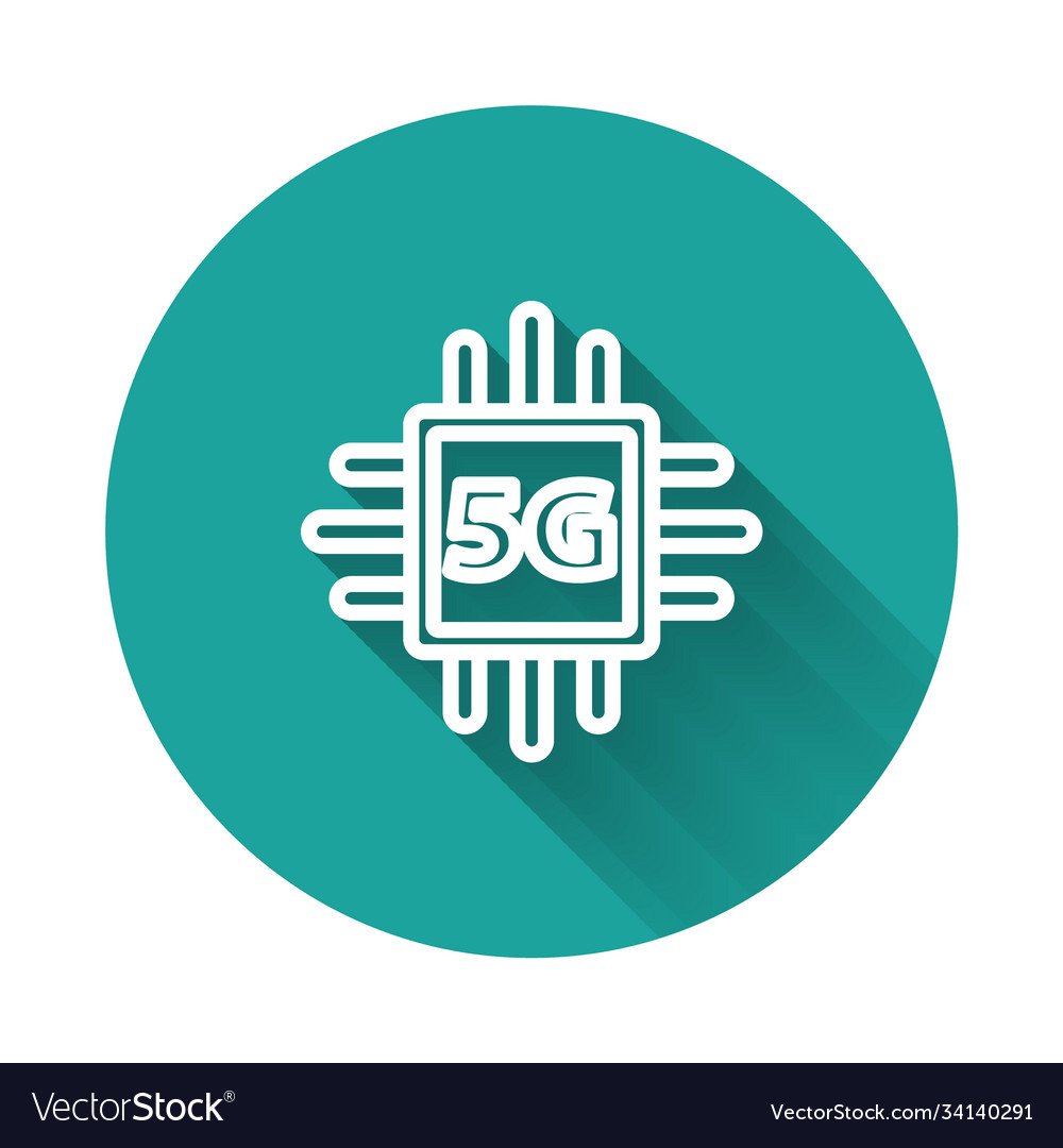 White line computer processor 5g Royalty Free Vector Image