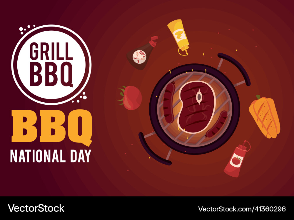Bbq day lettering and food Royalty Free Vector Image
