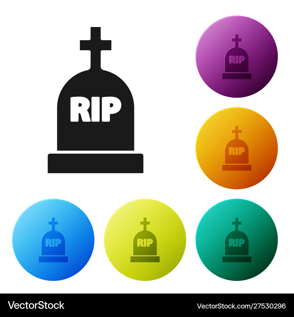 Black tombstone with rip written on it icon Vector Image