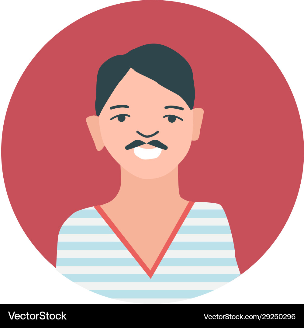 Colourful male face circle in flat style Vector Image