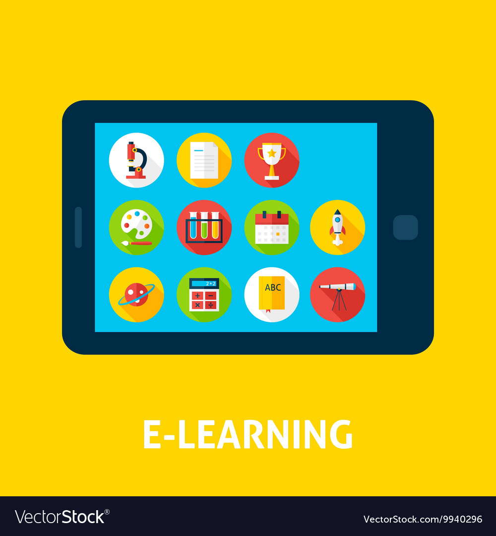 Electronic learning tablet concept Royalty Free Vector Image