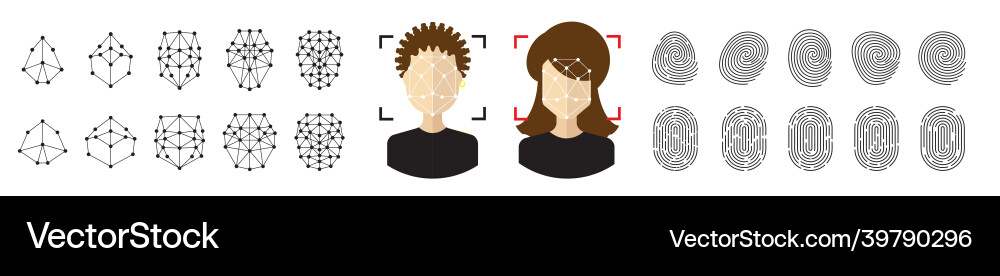 Face detection unique fingerprint digital Vector Image