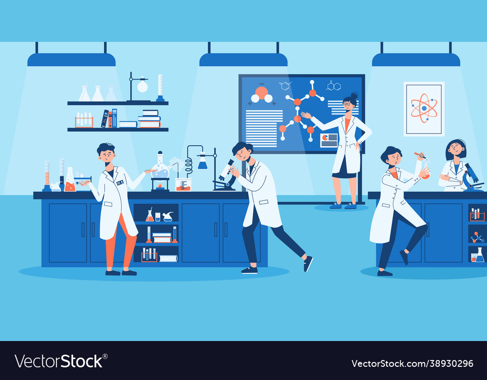 Flat laboratory composition Royalty Free Vector Image