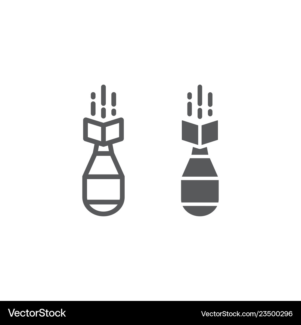 Nuclear bomb line and glyph icon weapon Royalty Free Vector