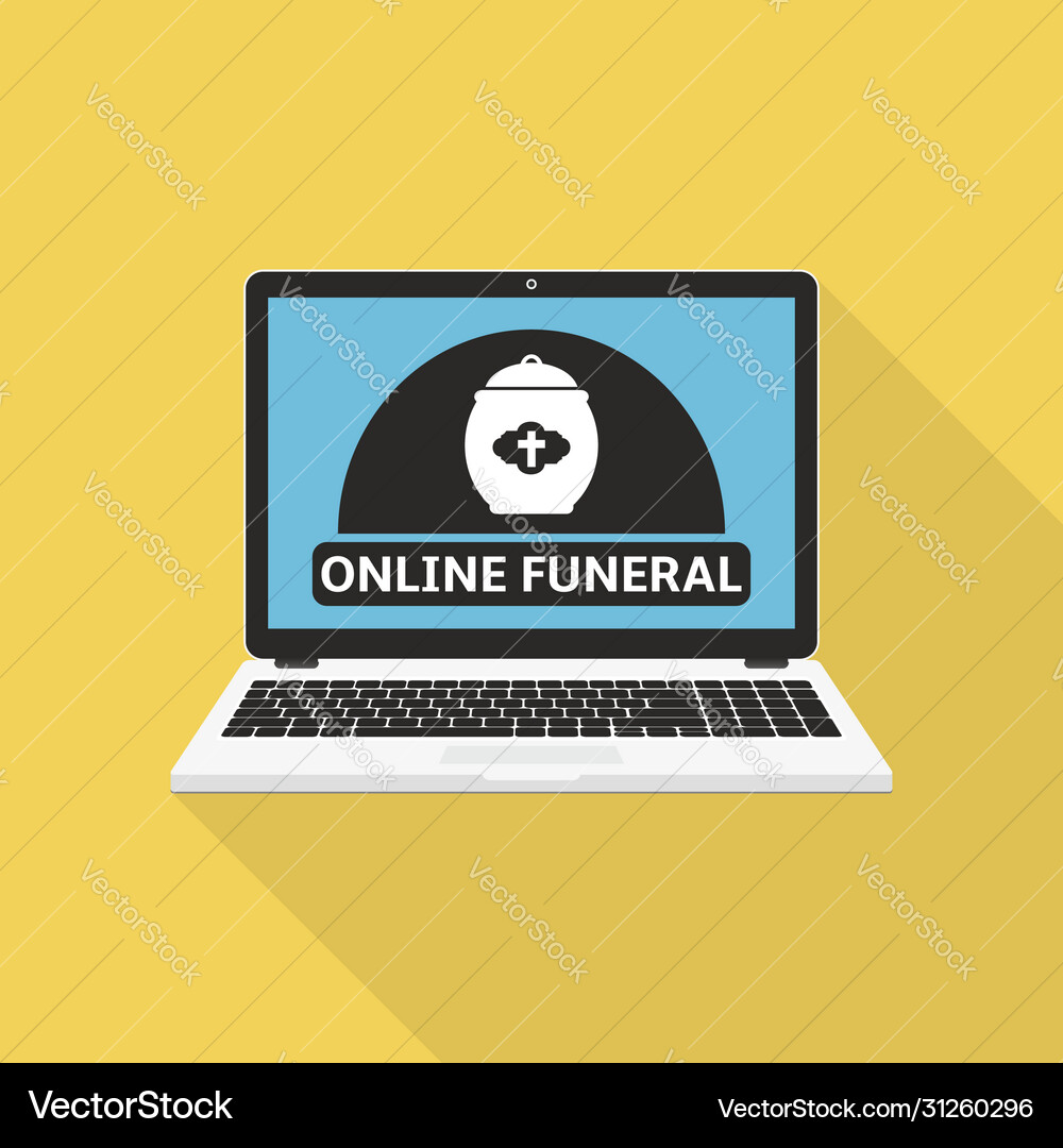 Online funeral service on laptop screen Royalty Free Vector