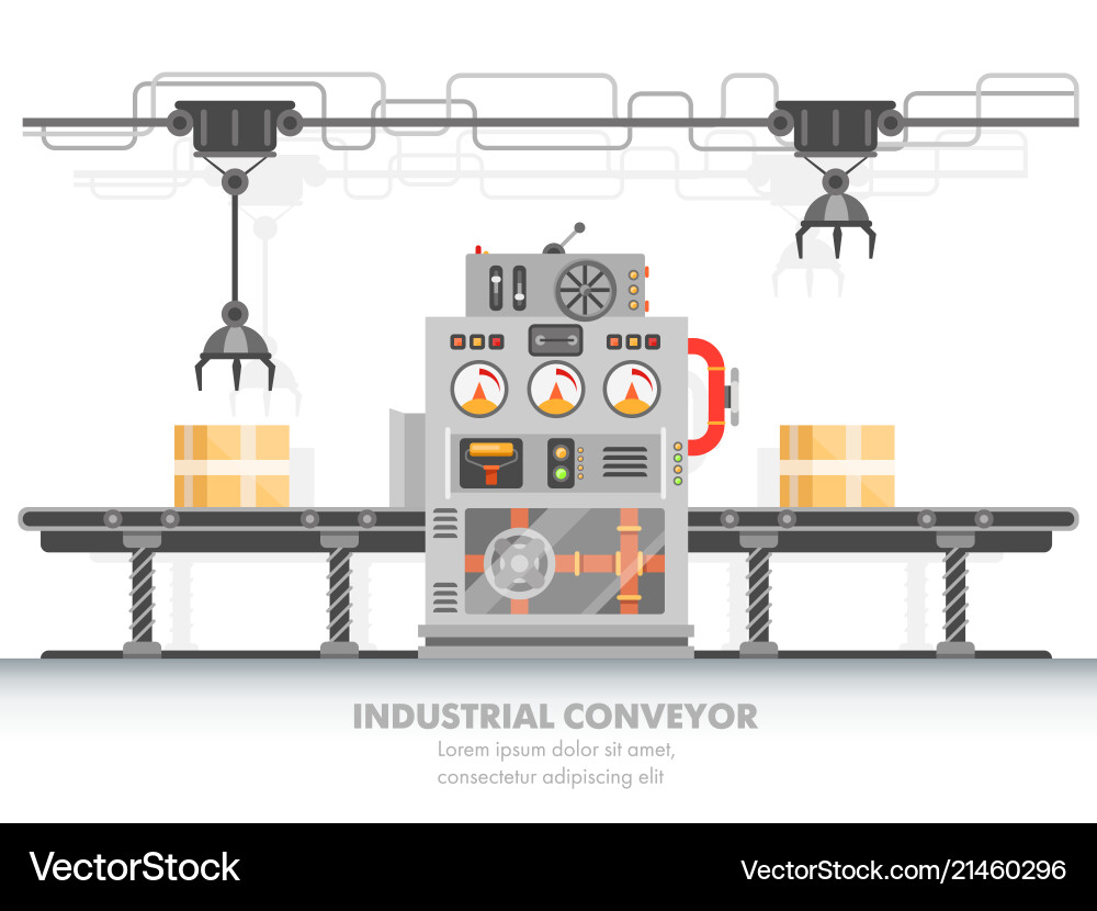 Robotic conveyor or smart factory horizontal belt Vector Image