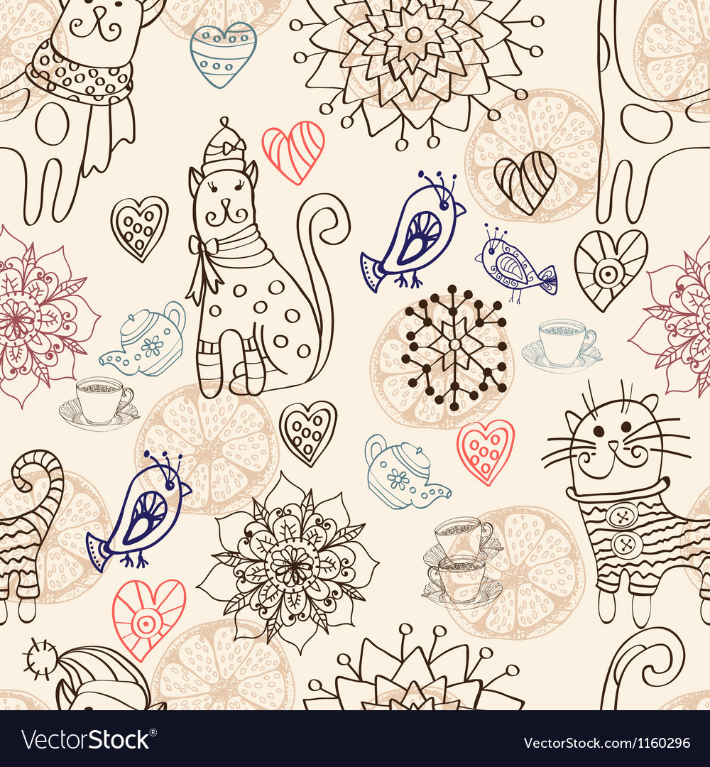 Seamless cat background Royalty Free Vector Image