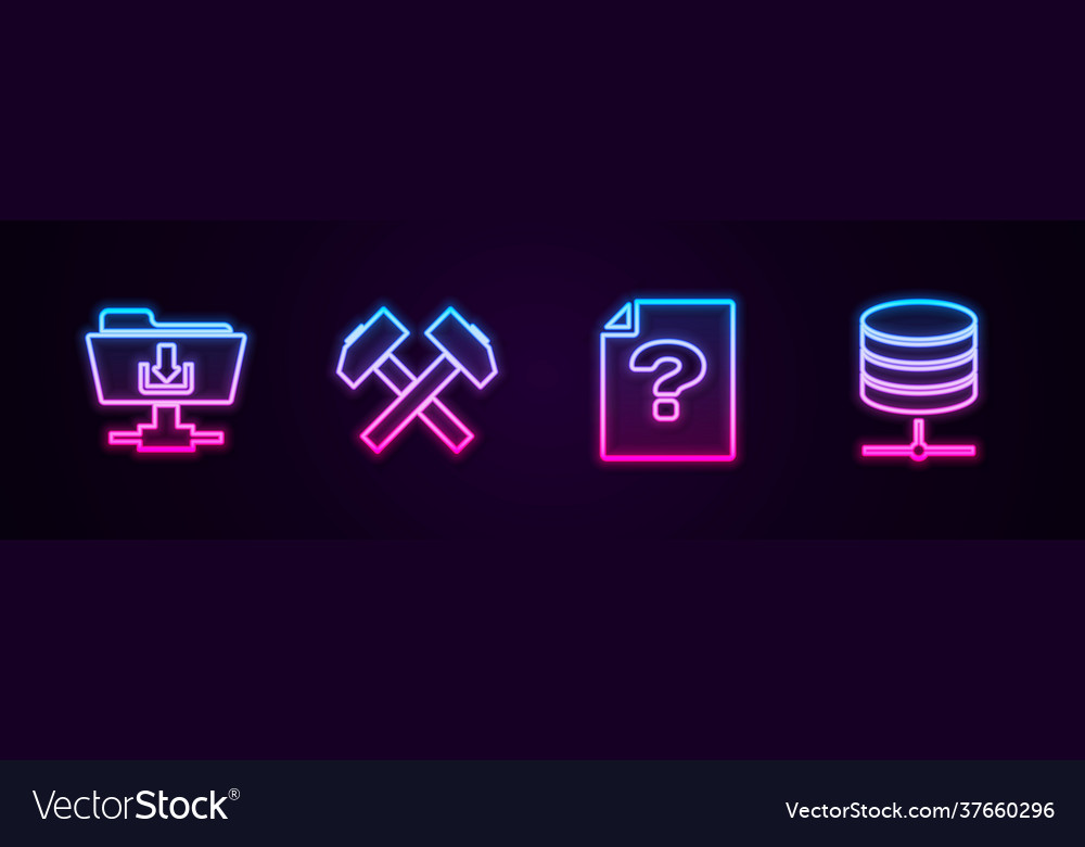 Set line ftp folder download two crossed hammers Vector Image Set line ftp folder download two crossed hammers Vector Image