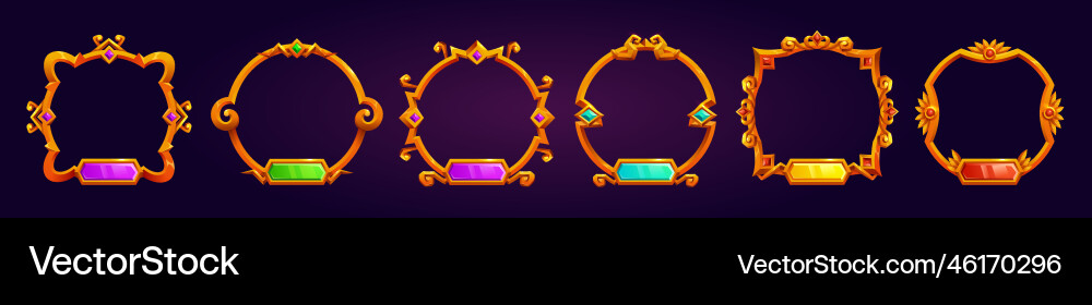 Set of round golden avatar frames Royalty Free Vector Image