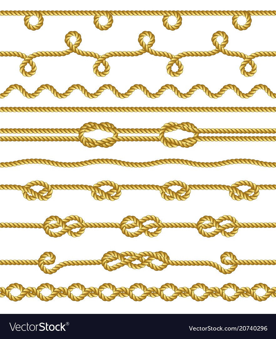 Set rope and knots decorative elements collection Vector Image