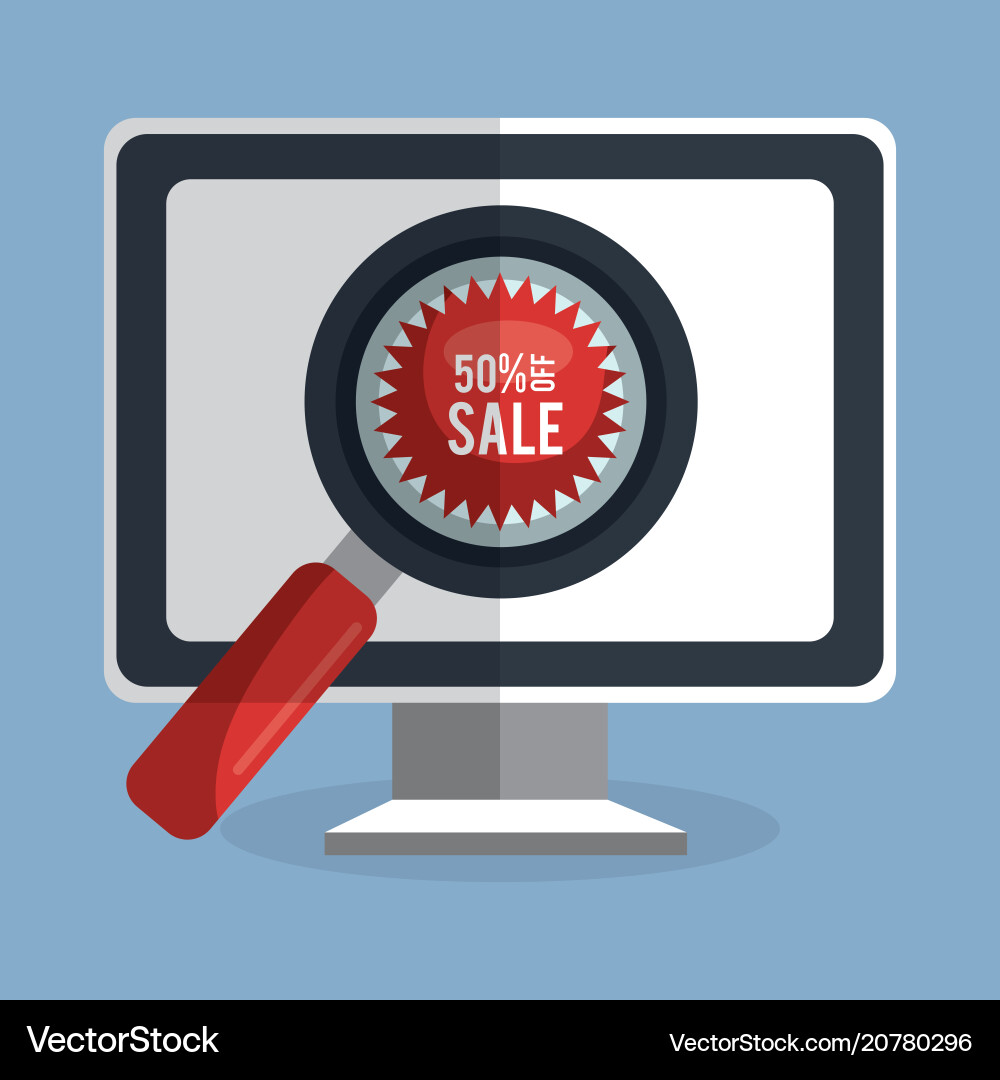 Shopping online with computer Royalty Free Vector Image