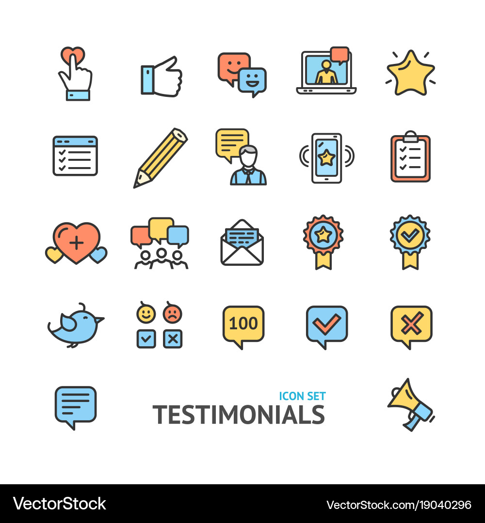 Testimonial feedback and review signs color thin Vector Image