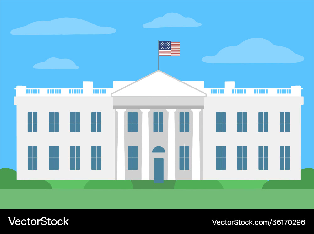 White house in flat design Royalty Free Vector Image