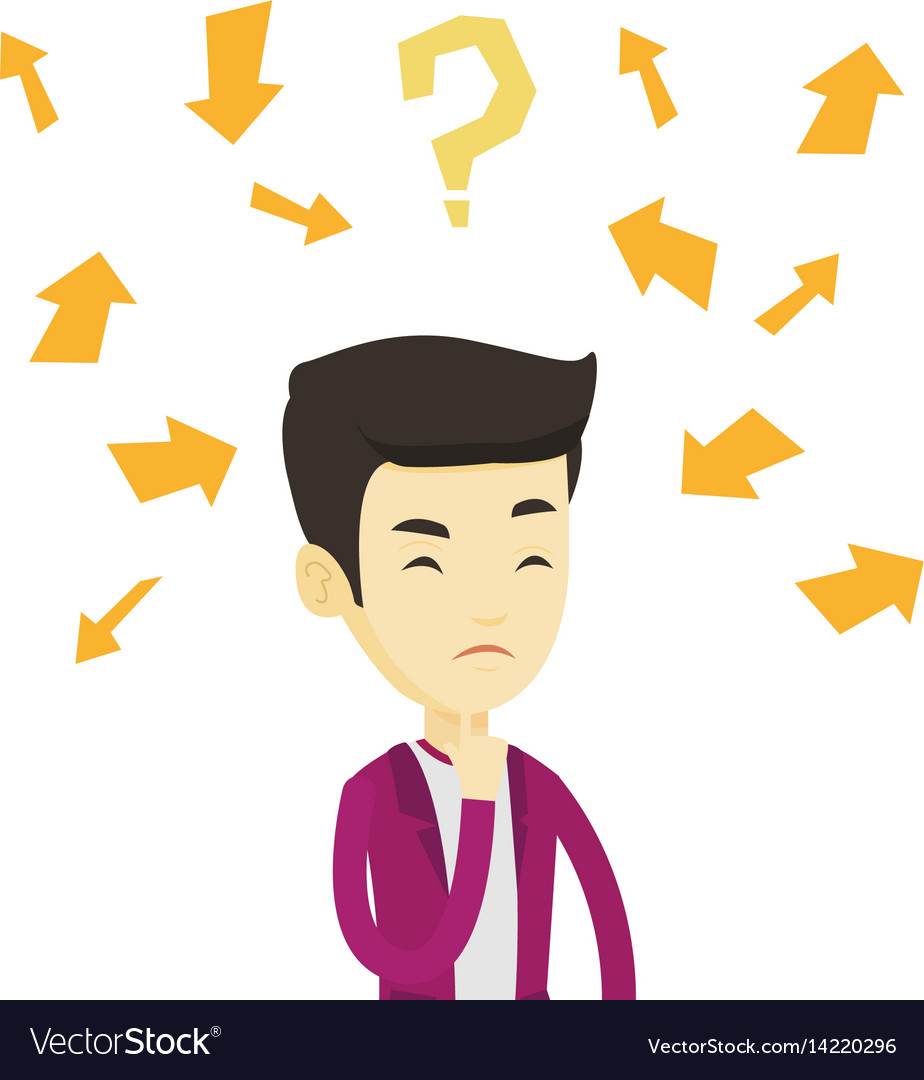 Young business man thinking Royalty Free Vector Image