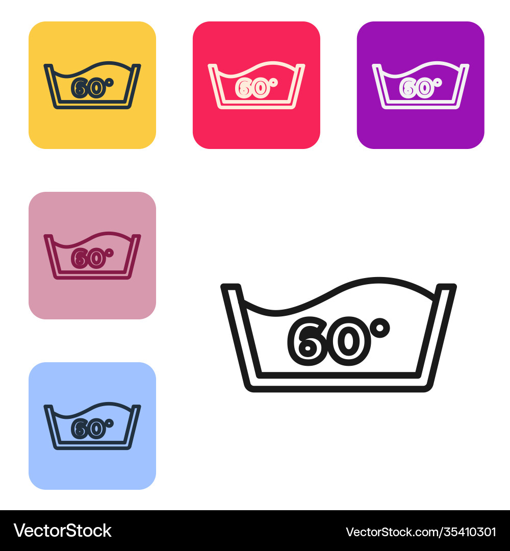 Black line washing under 60 degrees celsius icon Vector Image