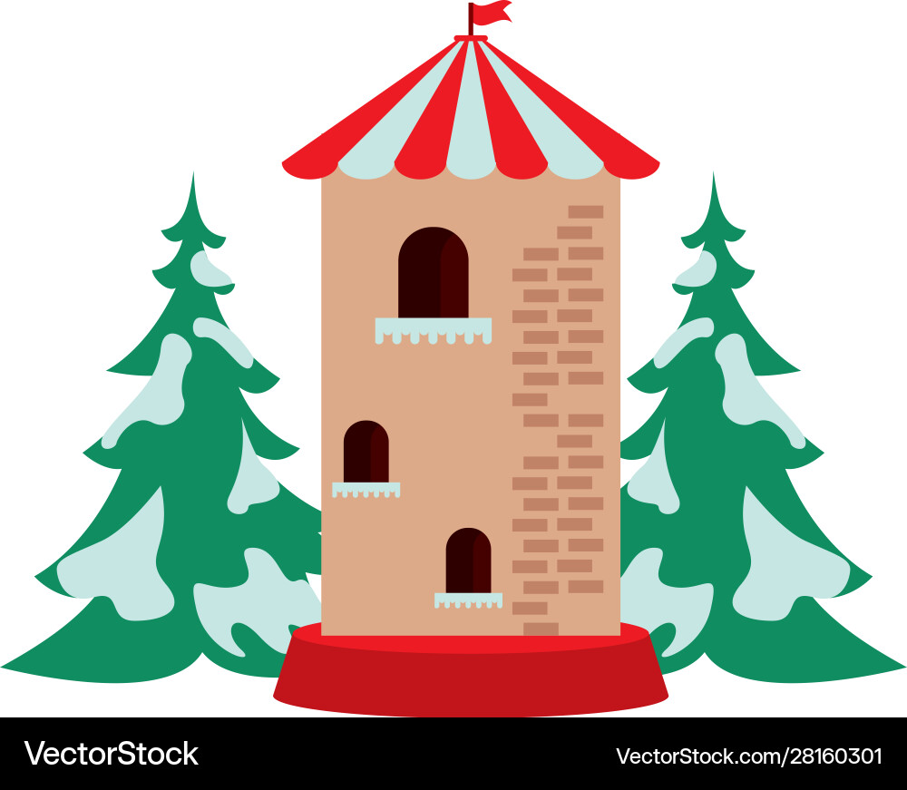 Castle tower building park childish icon Vector Image
