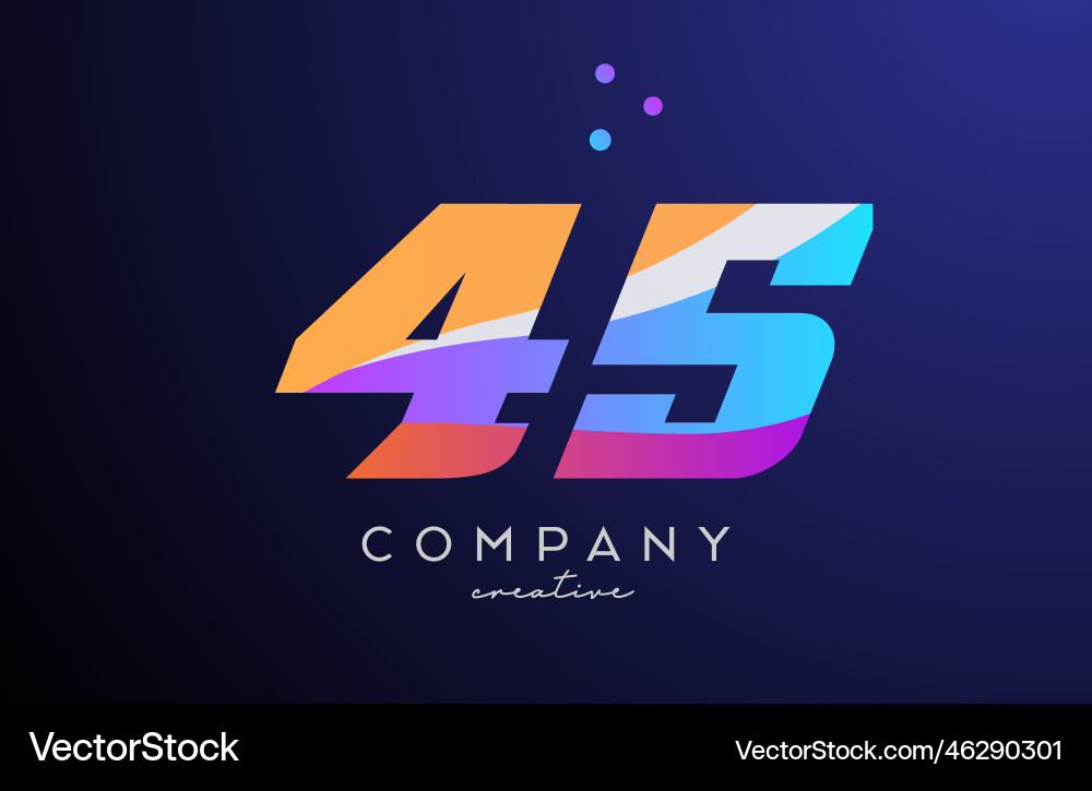 Colored number 45 logo icon with dots yellow blue Vector Image
