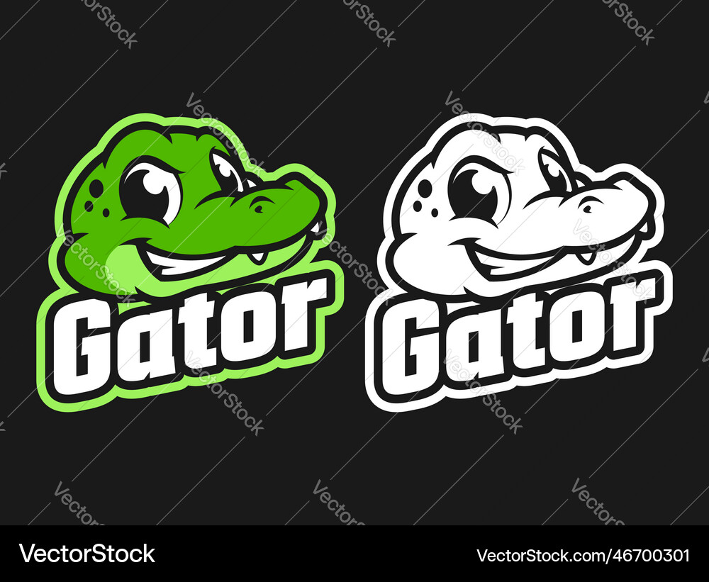 Gator head cartoon character mascot Royalty Free Vector