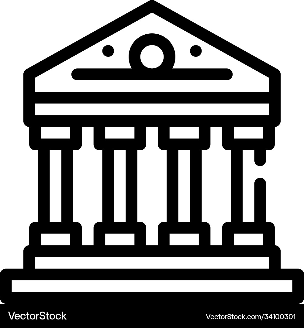 Government building line icon black Royalty Free Vector